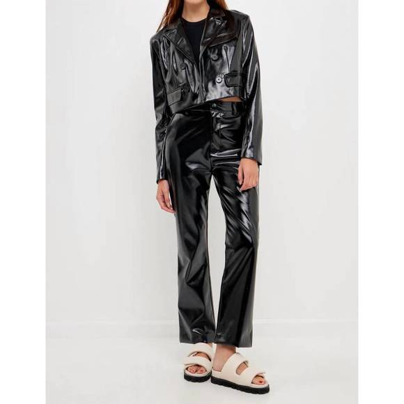 GREY LAB | Jackets & Coats | New Grey Lab Shiny Faux Leather Cropped ...